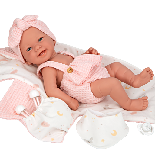 Muñeca Elegance Zoe rosa con cambiador y babero - Muñecas Arias